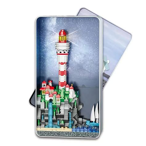 380 피스 새로운 도시 창의력 해변 등대 틴 박스 빌딩 블록 모델 Diy 벽돌 장난감 어린이 소년 선물 2022 피스 Aliexpress