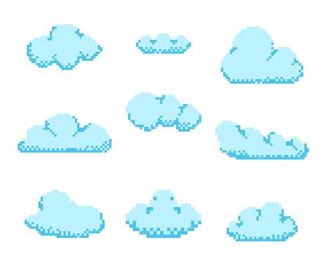 Premium Vector Set Of Pixel Art Clouds