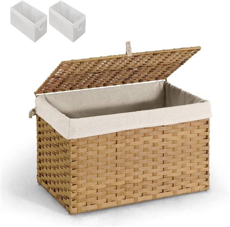Synthetic Rattan Laundry Hamper W Lid Laundry Basket W Lid And Handles