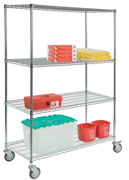 4 Shelf Utility Cart 24 X48 X69 Auxo Medical