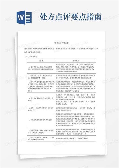 处方点评要点指南word模板下载编号lwyxvver熊猫办公