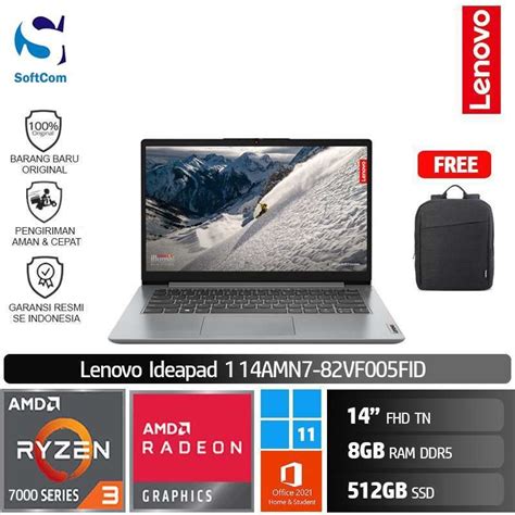 Jual Lenovo Ideapad Slim 1 5fid Notebook Amd Ryzen 3 7320u 8gb 512gb