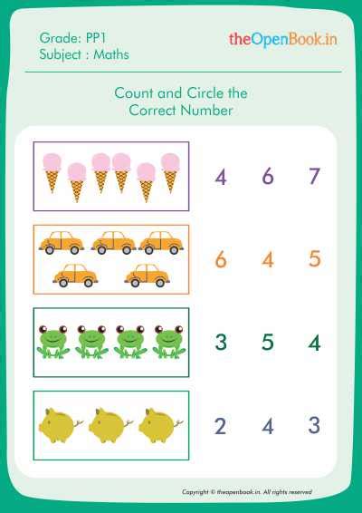 Count And Circle The Correct Numbers