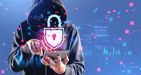 Premium Photo Hacker With Tablet Data Protection Interface