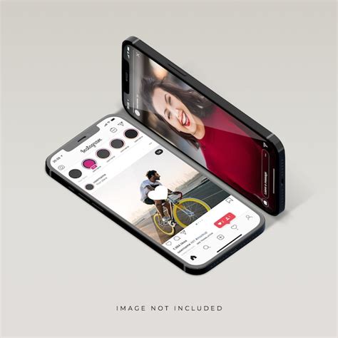 전화 모형 디자인의 Instagram 인터페이스 프리미엄 Psd 파일