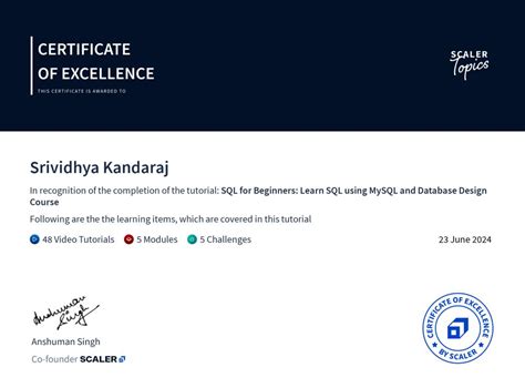 Srividhya Kandharaj On Linkedin I Have Completed Sql For Beginners