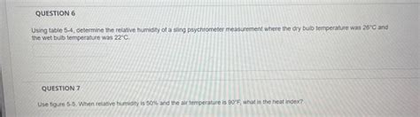 Using Table 5 4 Determine The Relative Humidity Of A Chegg