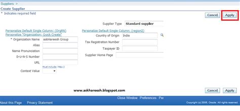 Supplier Creation In Oracle Apps R12 Askhareesh Blog Oracle Apps