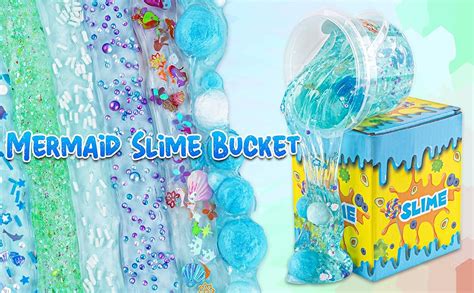 10 Fl Oz Mermaid Clear Slime Kit Blue Slime Bucket Slimes