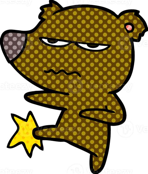 Enojado Oso Caricatura Patear 45318287 Png
