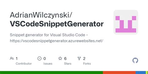 GitHub AdrianWilczynski VSCodeSnippetGenerator Snippet Generator For Visual Studio Code