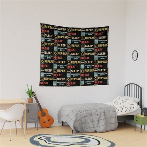 Funny Eat Sleep Geometry Dash Repeat Dad T Tapestry Geometry Dash