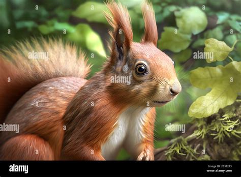 Art View On Wild Nature Cute Red Squirrel Neural Network Ai Generated