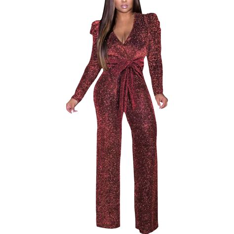 Ehqjnj Female Black Rompers For Women Long Sleeve Sultry V Neck Strap