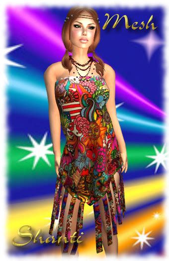 Second Life Marketplace Shanti Boho 1968 Strapless Fringe Dress Mesh V12