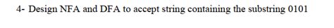 Solved Design NFA And DFA To Accept String Containing The Chegg