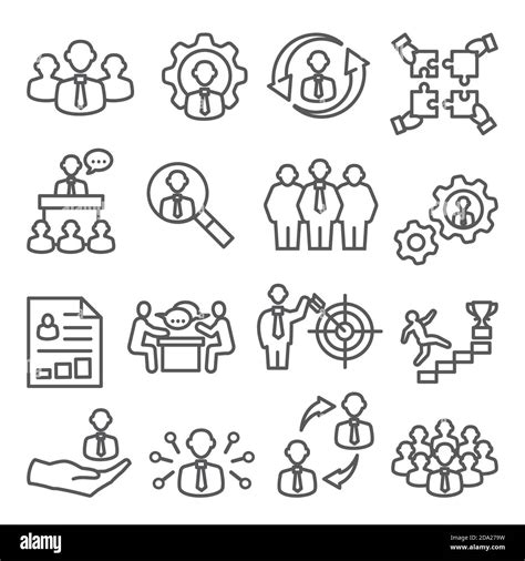 Employee Line Icons Business And Management Icons Stock Vector Image Art Alamy