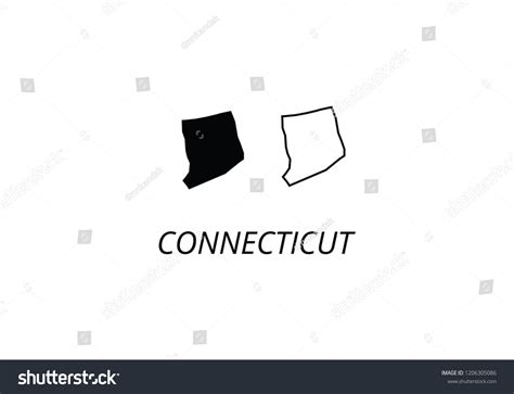 Connecticut Outline Map State Shape Usa Stock Vector Royalty Free