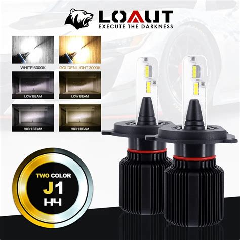 3000k 6000k Dual Color H4 Led Headlight Loaut 8000lm 70w Running Light