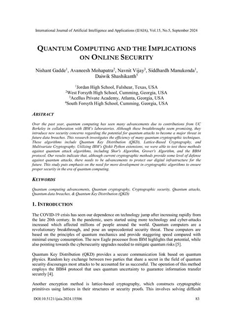 Quantum Computing And The Implications On Online Security Pdf