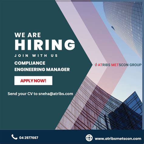 hiring compliance engineering manager atribs metscon group dubai