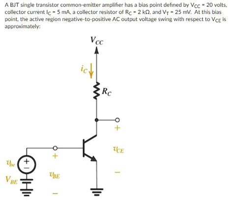 A Bjt Single Transistor Common Emitter Amplifier Has A Bias Point