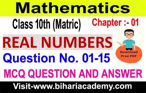 Class Th Maths Real Numbers Mcq Question And Answer Part Class Th Class Th Mathematics