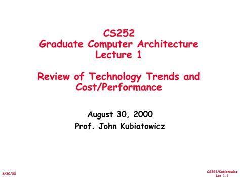 PPT CS Graduate Computer Architecture Lecture Review Of Technology Trends And Cost