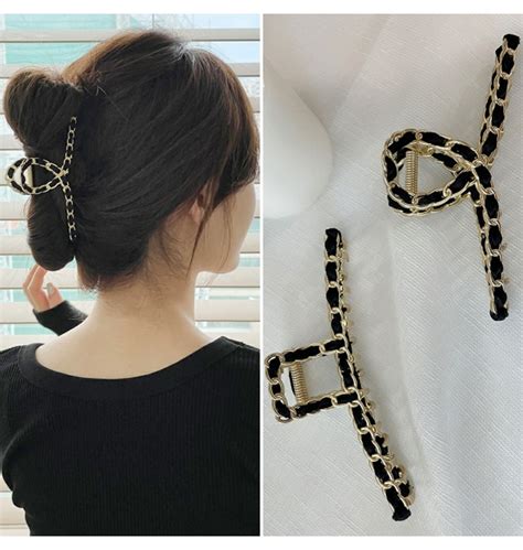 골든체인 올림머리 집게핀 명품 고급 여자 대형 예쁜 여성 메탈 대왕 자동 헤어 헤어핀 티몬