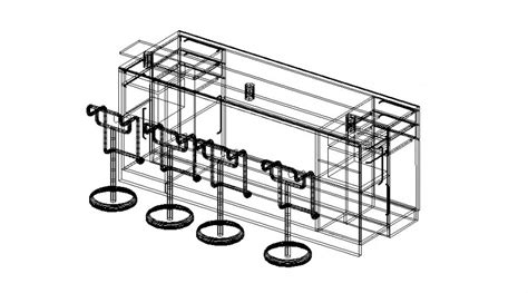 Creative Bar Counter Furniture 3d Model Cad Drawing Details Skp File