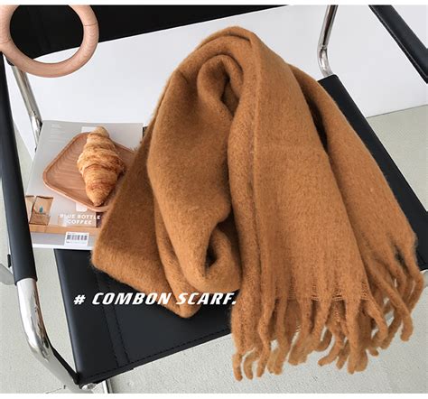 网红流苏马海毛柔软围巾女秋冬天韩版ins加长加厚保暖仿羊绒围脖 阿里巴巴