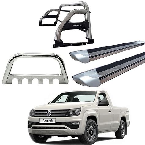 Kit Quebra Mato Estribo Plataforma Prata Santo Antônio H2amarok Cs
