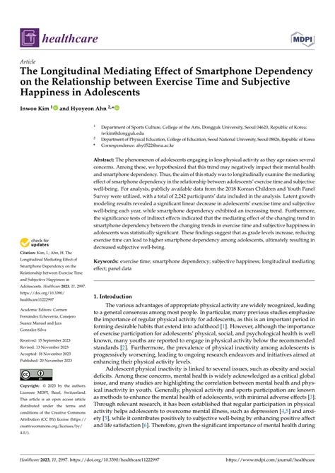Pdf The Longitudinal Mediating Effect Of Smartphone Dependency On The Relationship Between