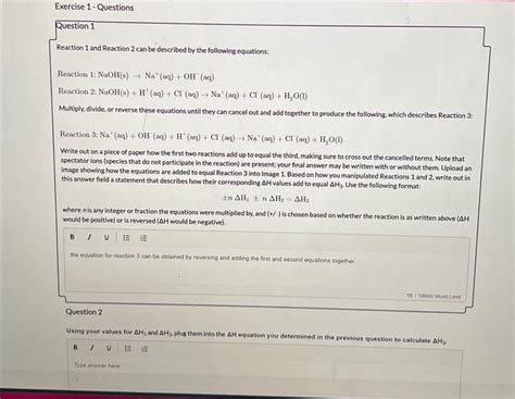 Solved Exercise Questions Question Reaction And Chegg