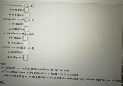 Solved 1 Evaluate Arcsin 0 11 A In Radians B In