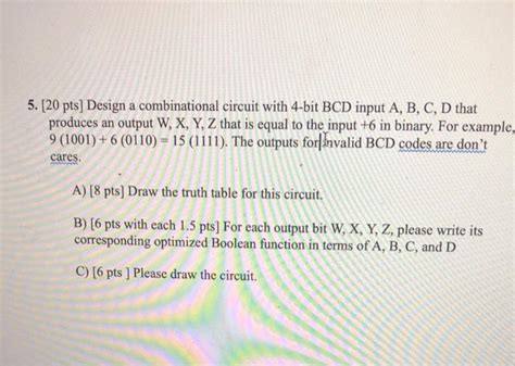 Solved 5 20 Pts Design A Combinational Circuit With 4 Bit