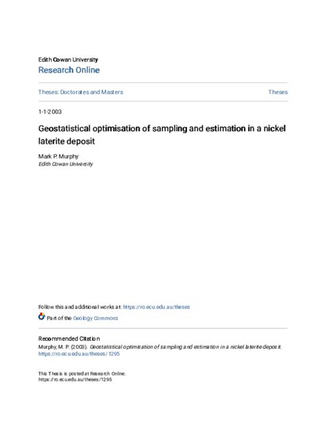 Pdf Geostatistical Optimisation Of Sampling And Estimation In A