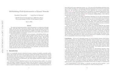 Self Stabilizing Clock Synchronization In Dynamic Networks Papers