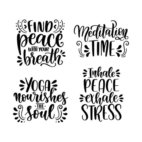 Free Vector Lettering Yoga And Mindfulness Stickers Collection