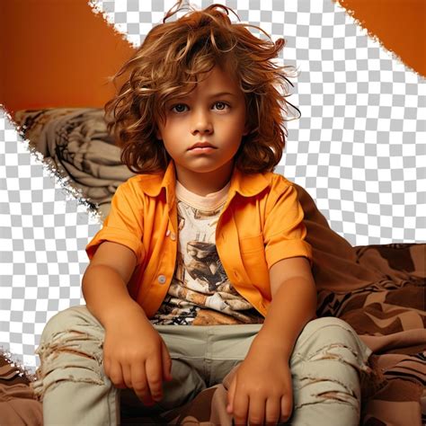 Premium PSD A Remorseful Preschooler Boy With Wavy Hair From The