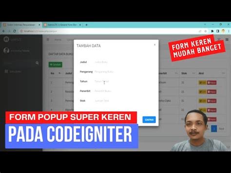Membuat Form Popup Pada Codeigniter Adminlte Youtube