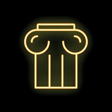 Glowing Neon Icon Of Ionic Order Column On Black Background 52888607