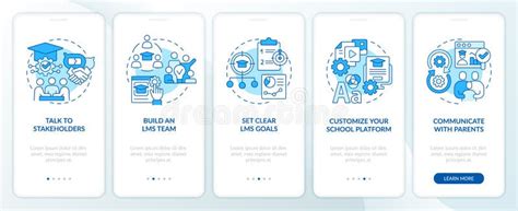 Launching School Lms Blue Onboarding Mobile App Screen Stock Illustration Illustration Of