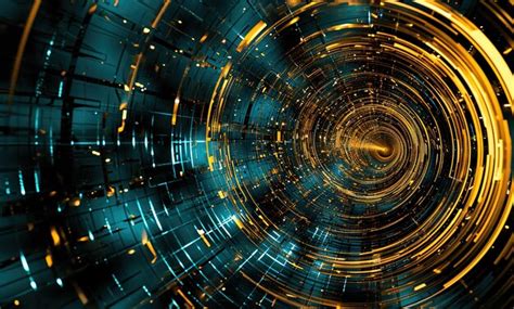 Premium Photo Futuristic Digital Interface With Glowing Circular Elements Ideal For Technology