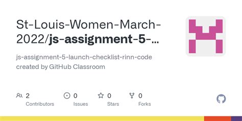 Js Assignment 5 Launch Checklist Rinn Codeindexhtml At Main · St Louis Women March 2022js