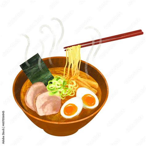 味噌ラーメンのイラスト 箸上げ Stock Illustration Adobe Stock