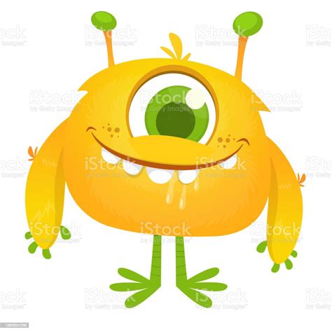 재미있는 만화 웃는 괴물 캐릭터 행복한 외계 생물의 할로윈 일러스트레이션 격리된 벡터 Bigfoot에 대한 스톡 벡터 아트 및 기타 이미지 Bigfoot 가공의 인물