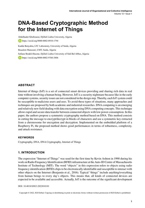 pdf dna based cryptographic method for the internet of things