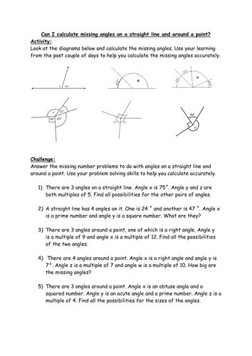 Calculate The Missing Angles Straight Line And Full Turn Word Problems Ks2 Year 5 6 By