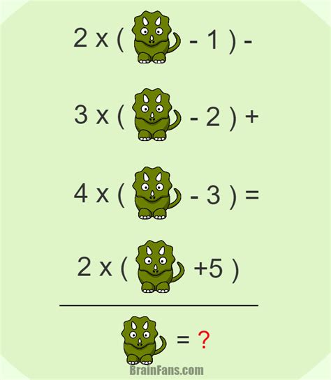 Equation With A Triceratops Number And Math Puzzle Brainfans